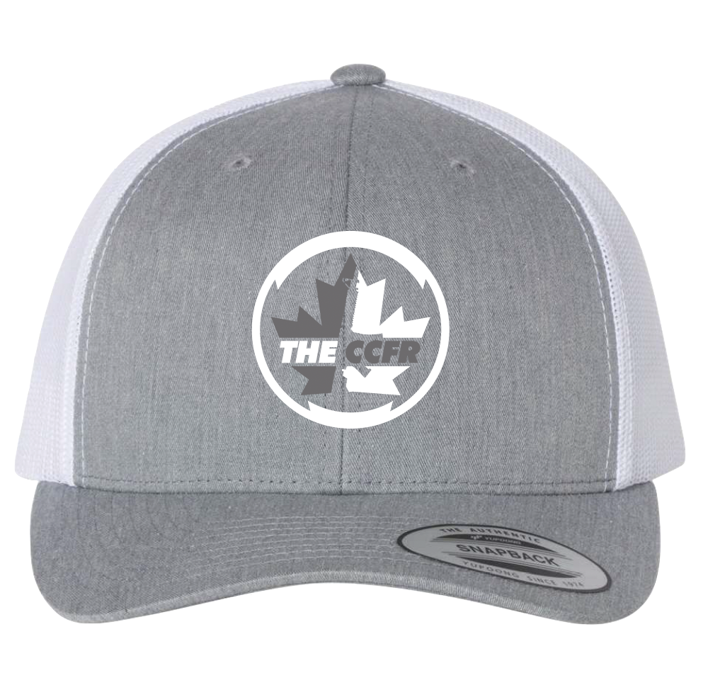 Grey/White CCFR Logo Cap – Canadian Coalition for Firearm Rights